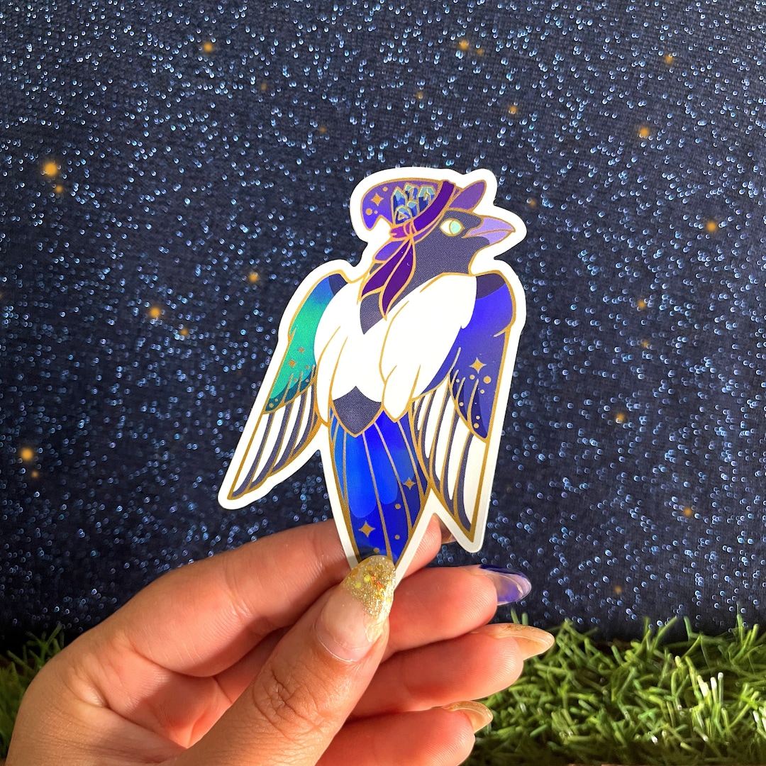 Carinae Holographic Vynil Sticker, Witch Magpie Jackdaw Raven Crow ...