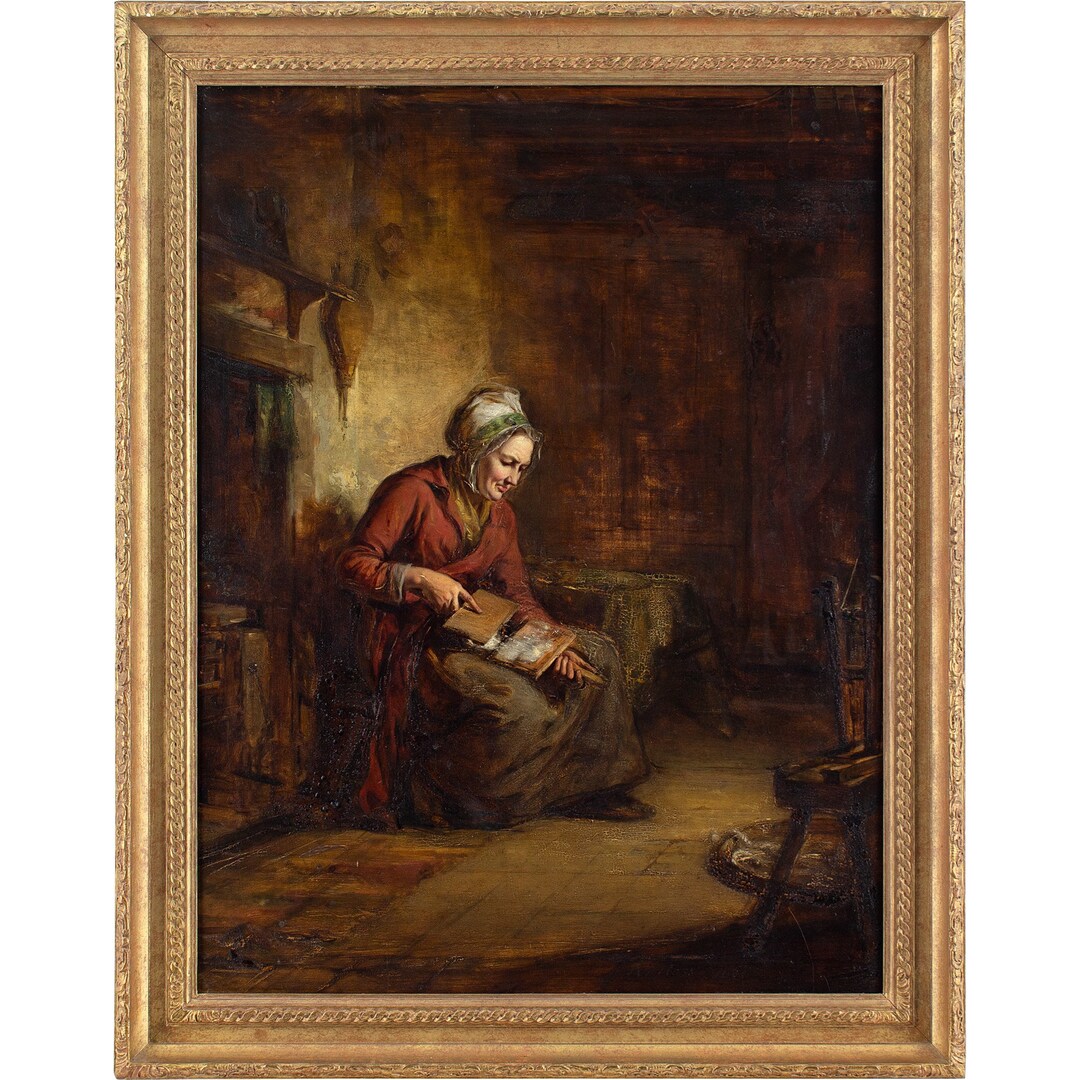 Antique Oil Painting, Robert Thorburn Ross RSA, Carding - Etsy