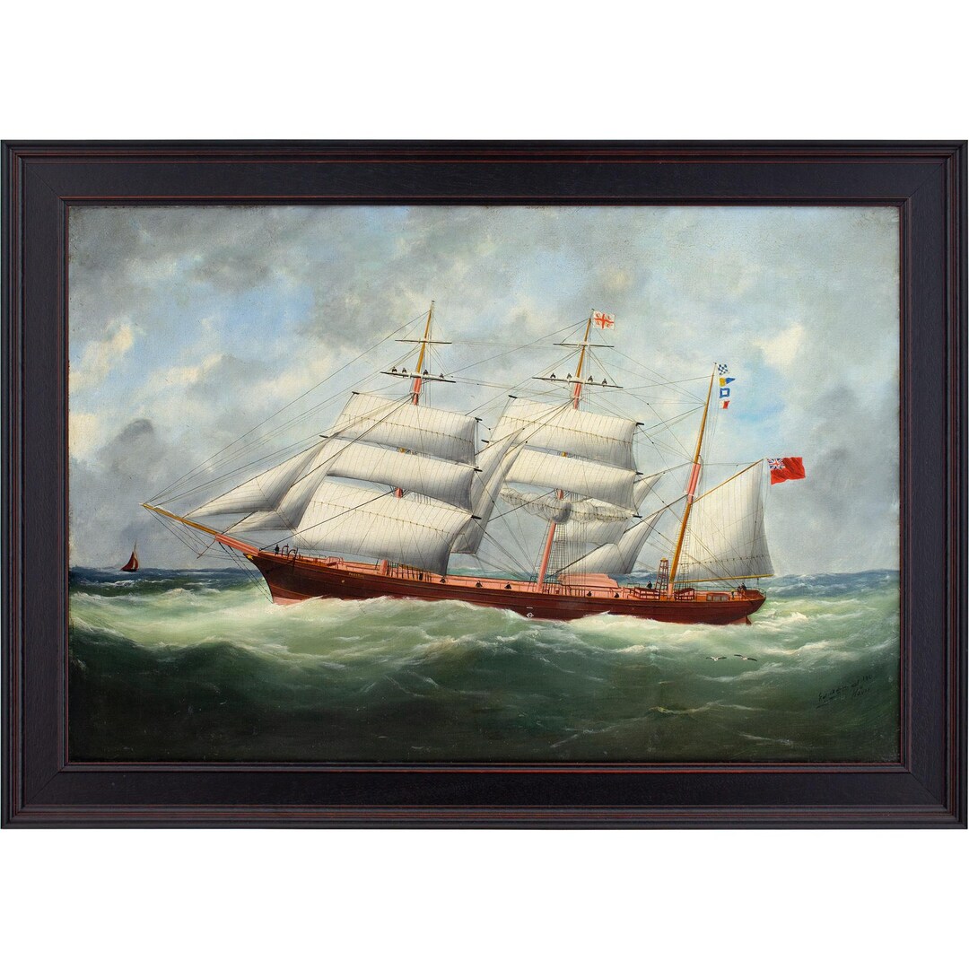 Édouard Adam, the Iron Barque Polestar in Full Sail, Antique Ship ...