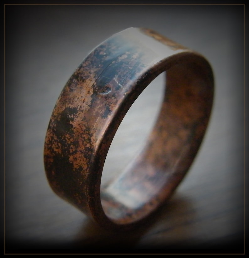 Burnt Copper Black Red Handmade Distressed Ring - Etsy UK