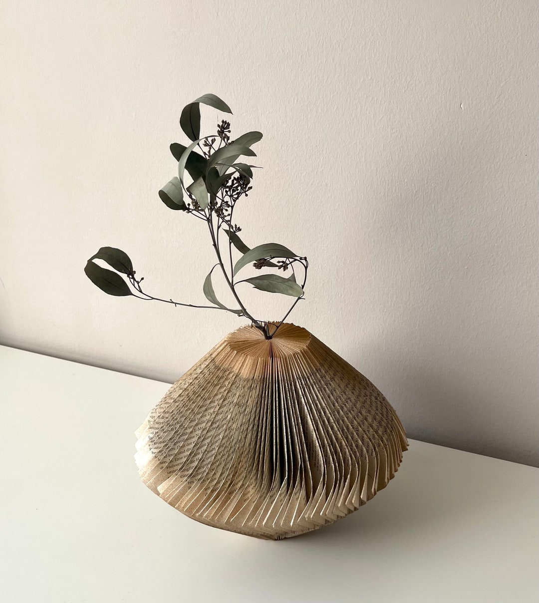 Paper Flower Vase Book Sculpture Folded Book Work of Art Unique - Etsy
