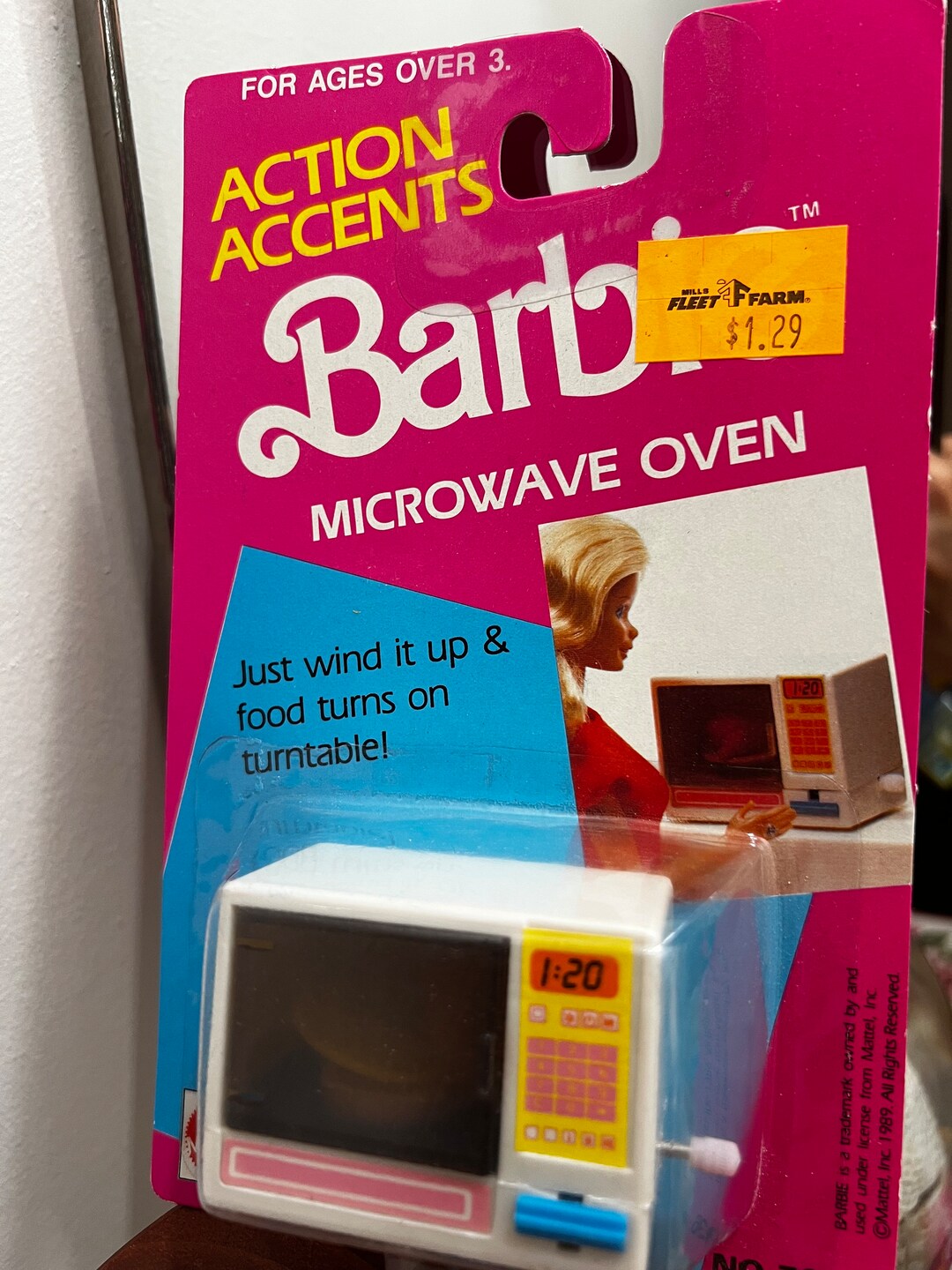 1989 Vintage Barbie Wind up Microwave Oven Barbie Action Accents Doll ...