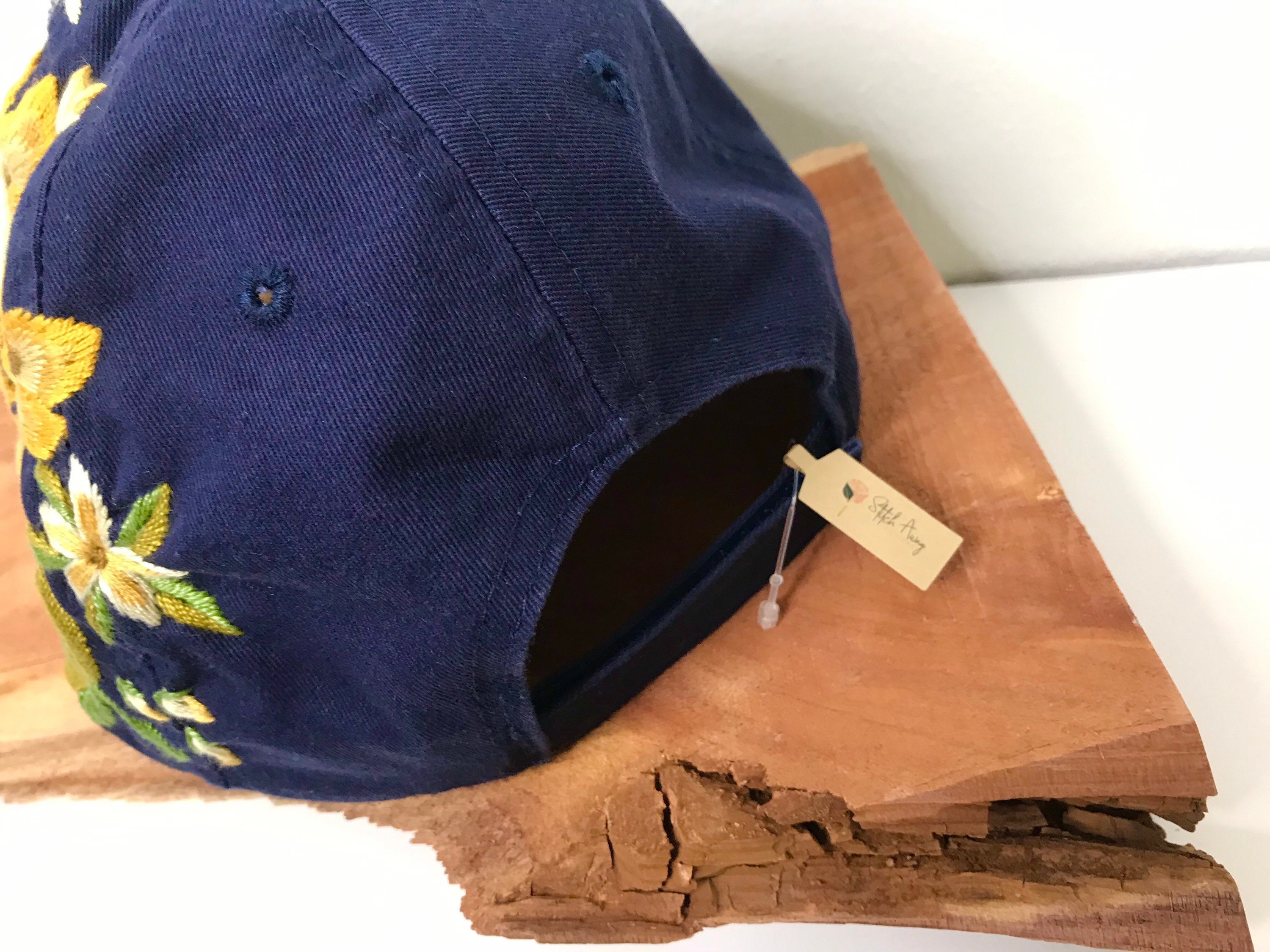 Hand Embroidered Flower Cap - Mid Night Blue Cap - 100% Cotton Cap ...