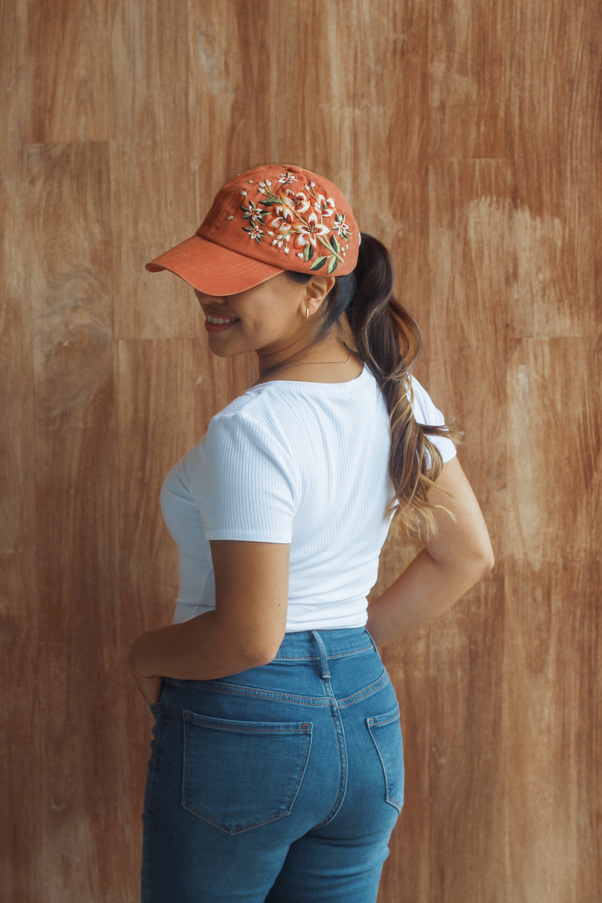 Hand Embroidered Flower Cap - Mid Night Blue Cap - 100% Cotton Cap ...