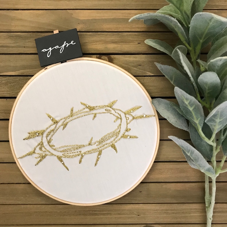 Agape Love Jesus Embroidery 8” X 8” - Crown Embroidery Hoop - Gold ...