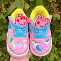 Peppa Pig Custom Sneakers, Peppa Pig Shoes, Peppa Pig Footwear, Custom ...