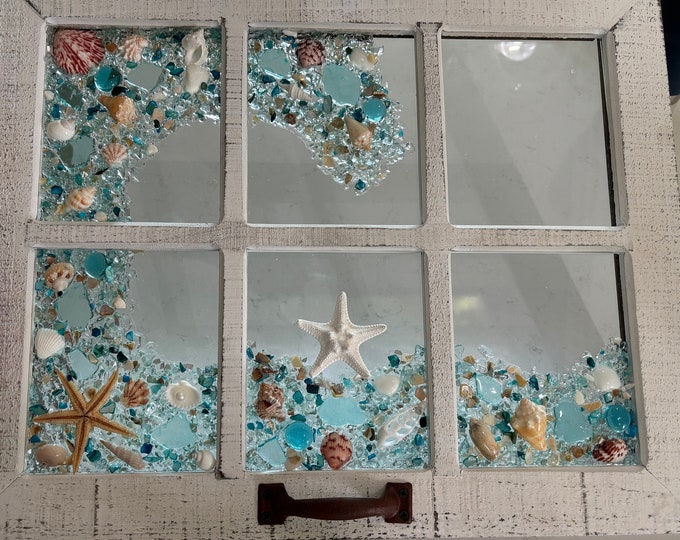 Beach Glass/sea Glass Beach Window, Resin Art, Seashell Art, Coastal ...