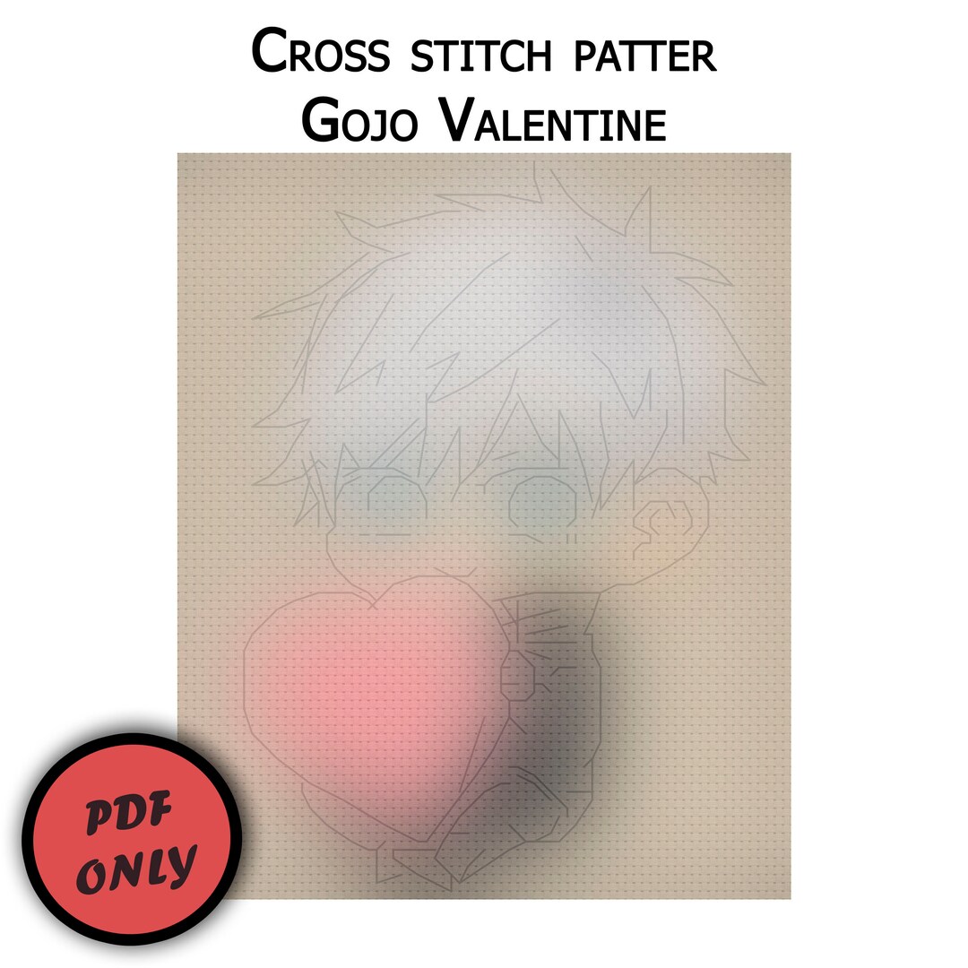 Cross Stitch Pattern JJK Gojo Heart Valentine Cute Modern PDF - Etsy