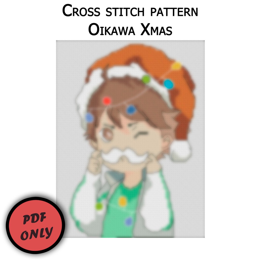 Cross Stitch Pattern Oikawa Volleyball Xmas Christmas Santa Red Winter ...