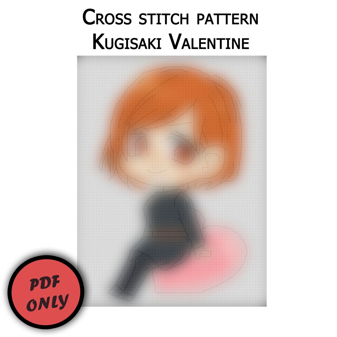 Cross Stitch Pattern Jjk Nobara Valentine Orange Girl Cute Modern PDF ...