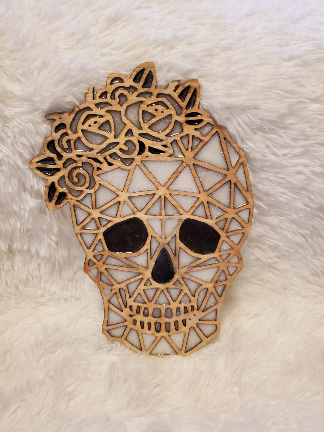 Geometric Sugar Skull, Resin Geometric Sugar Skull, Resin Wood Art ...