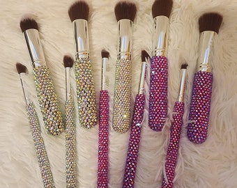 Rhinestone Makeup Brush Set/bling Makeup Brushes - Etsy