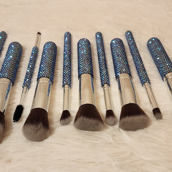 Rhinestone Makeup Brush Set - Etsy