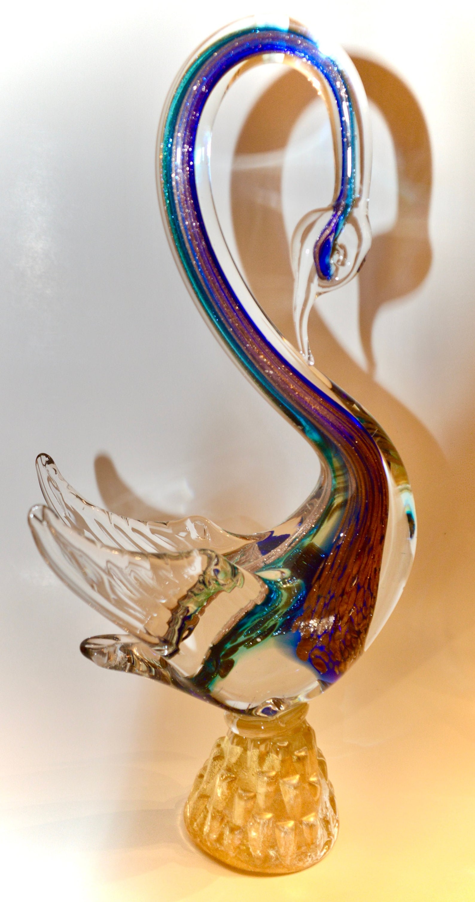 Vintage Murano Glass Swan - Blue Rare - Etsy