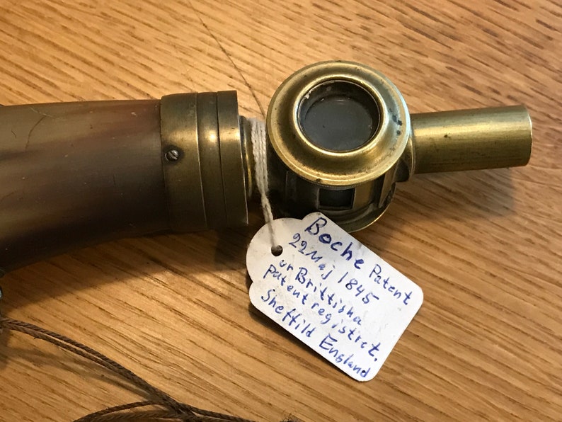 A Very Nice Antique 19t Century Horn Powder Flask With a Boché Patent ...