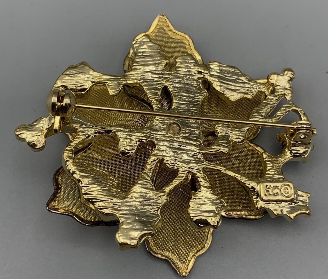 Vintage Vintage Signed KC Kenneth Cole Gold Tone Mesh Christmas ...