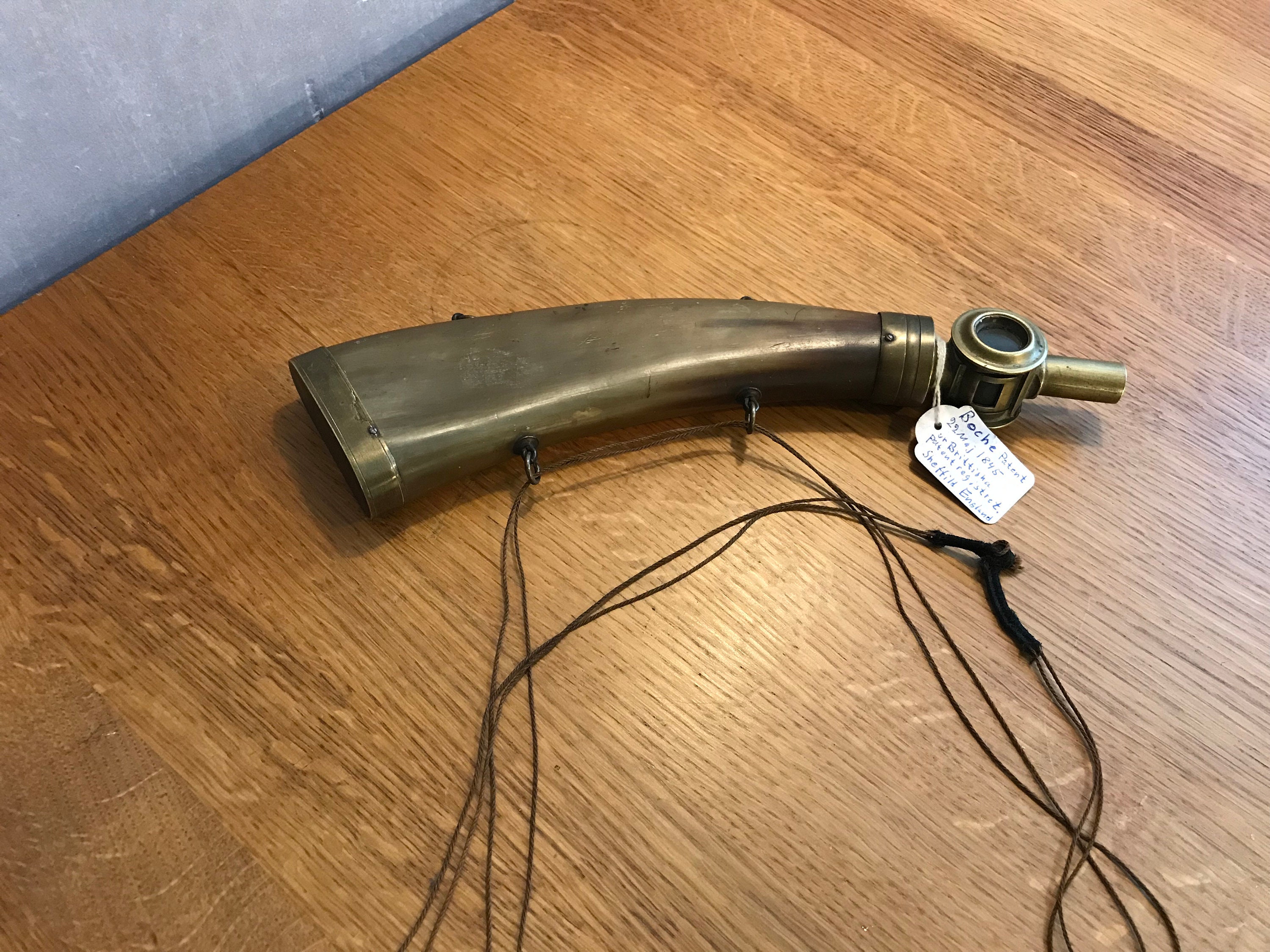 A Very Nice Antique 19t Century Horn Powder Flask With a Boché Patent ...