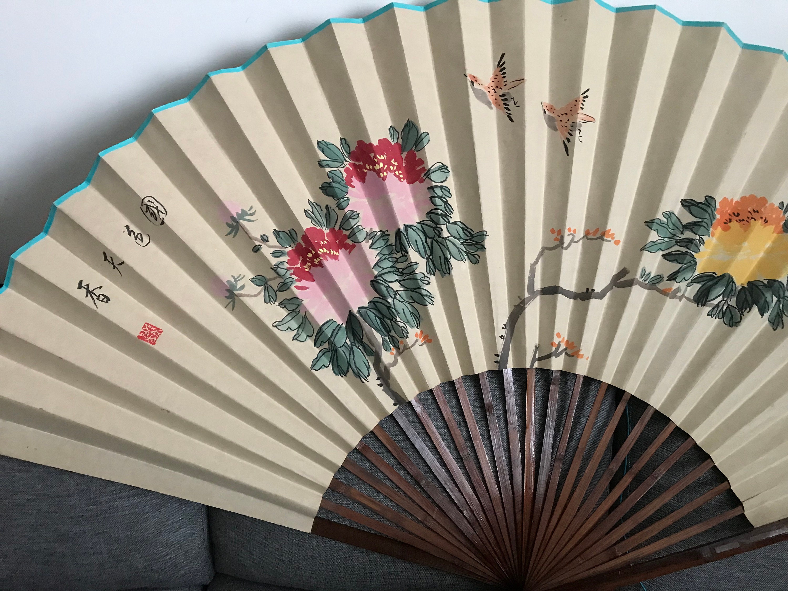 Hand-painted Large Fan. - Etsy