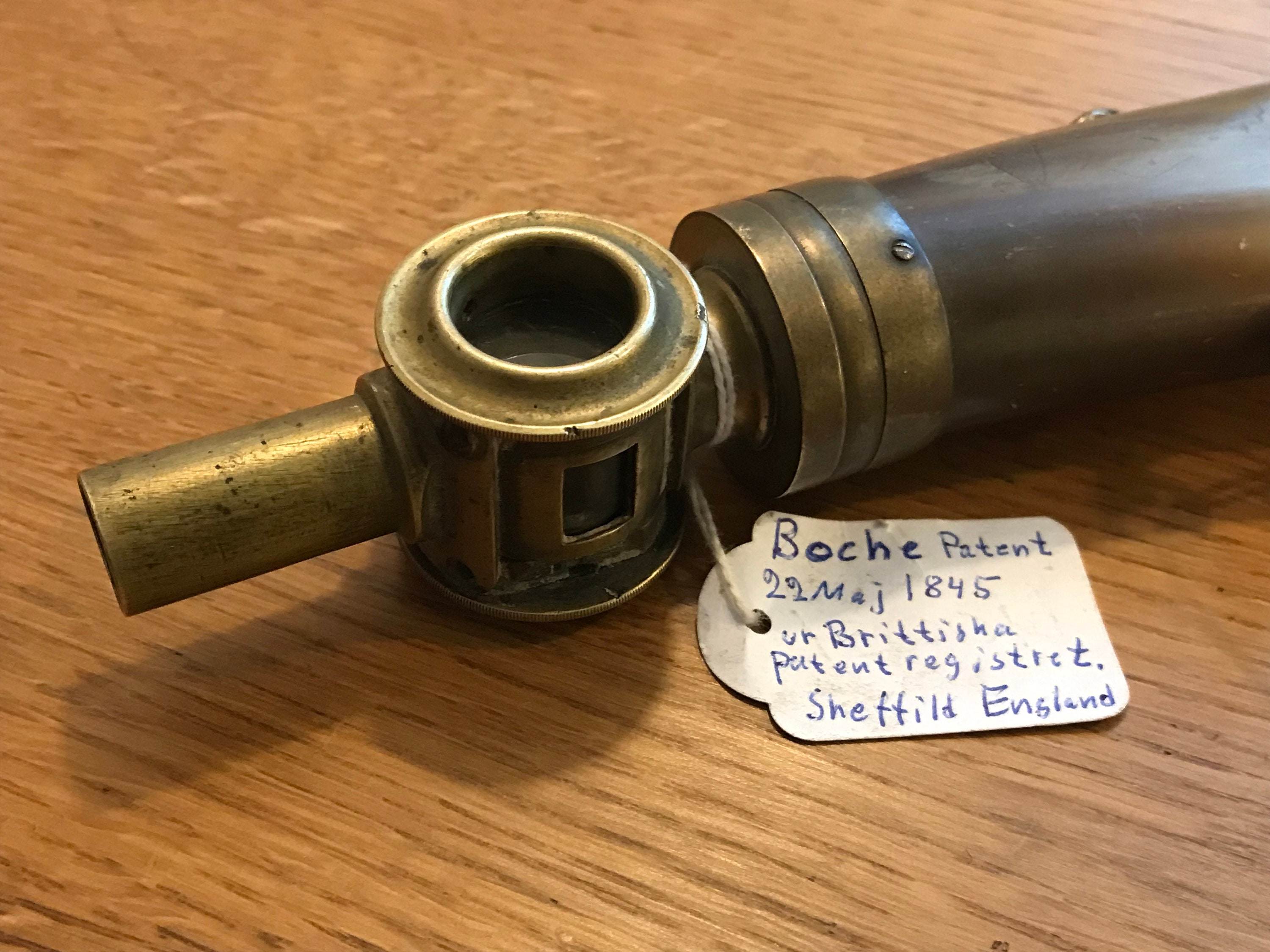 A Very Nice Antique 19t Century Horn Powder Flask With a Boché Patent ...