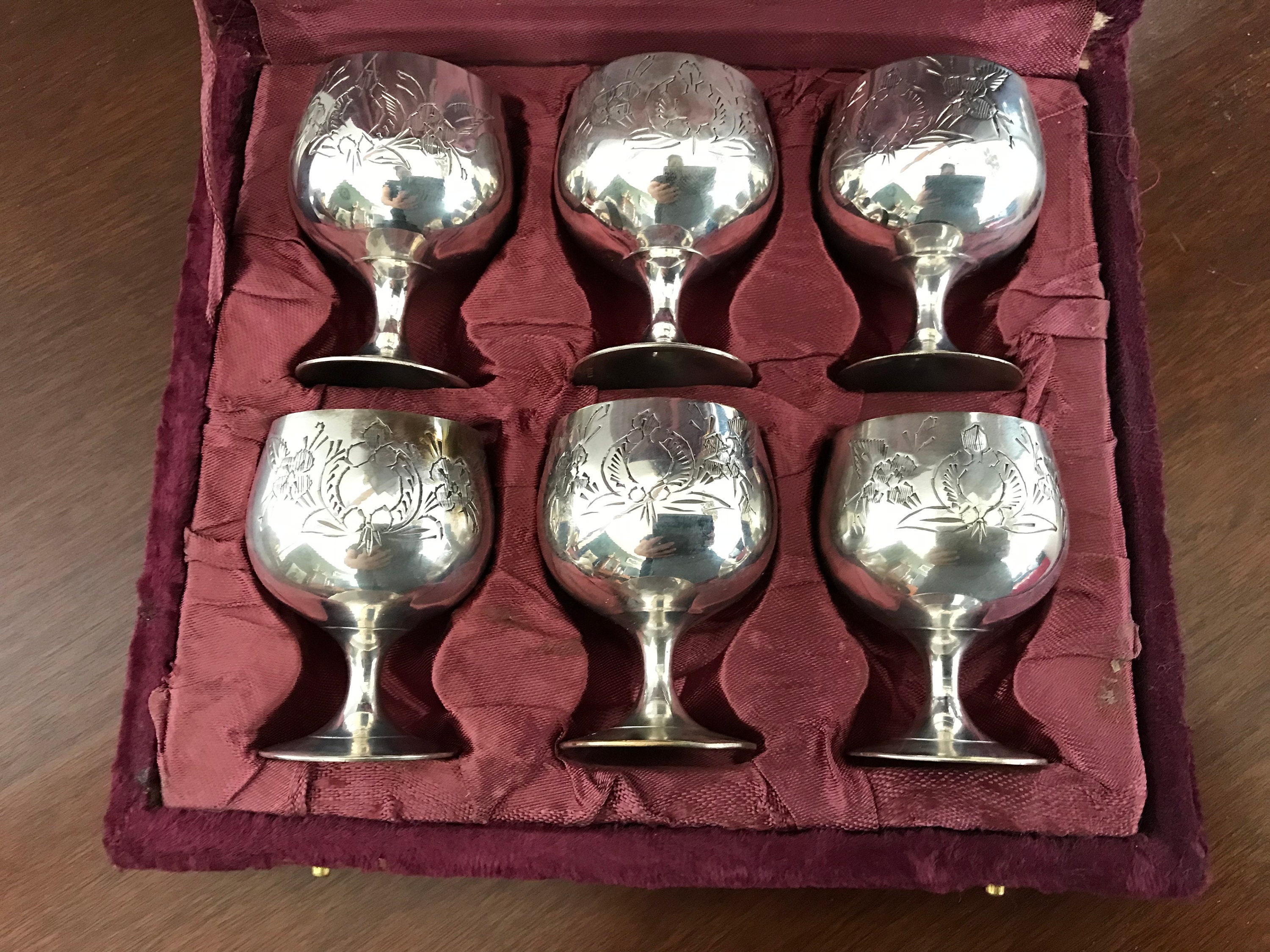 Silver Plated Wine Goblets in Antique Silver Plate Cups & Goblets - Etsy