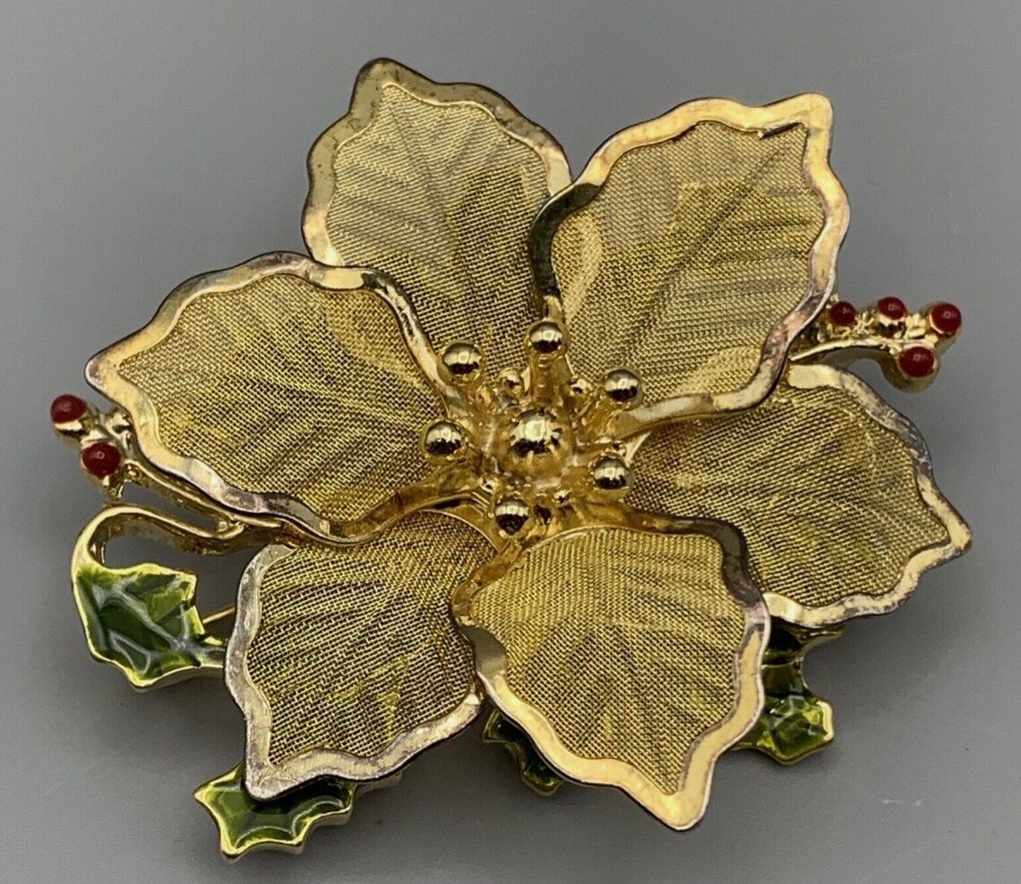 Vintage Vintage Signed KC Kenneth Cole Gold Tone Mesh Christmas ...