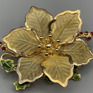 Vintage Vintage Signed KC Kenneth Cole Gold Tone Mesh Christmas ...