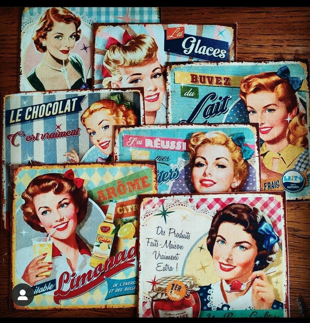 DESTOCKAGE : VIGNETTE Publicités Vintage Coupon tissu 15x15 cm 7 ...
