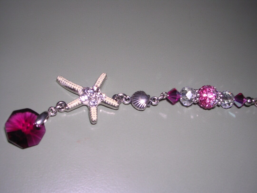 Fuchsia Crystal Starfish Rear View Mirror Charm, Fuchsia Car Charm - Etsy