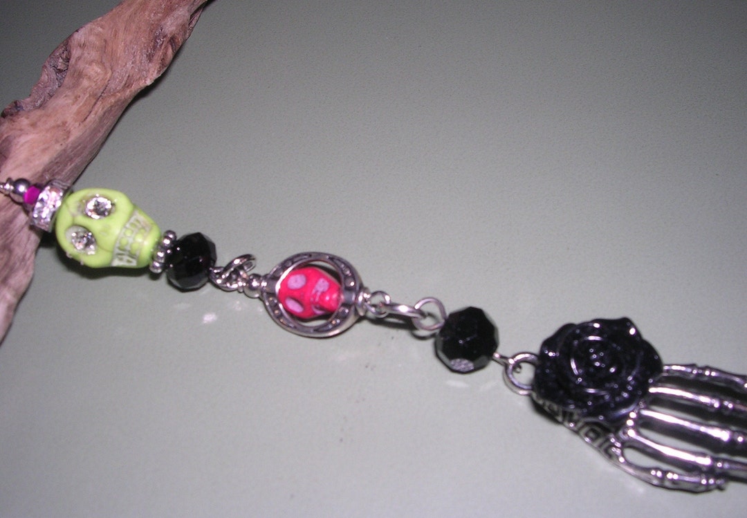 Skeleton Hand Car Charm, Skull Rear View Mirror Charm - Etsy