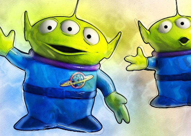 Aliens print Toy Story print poster wall art Watercolor | Etsy