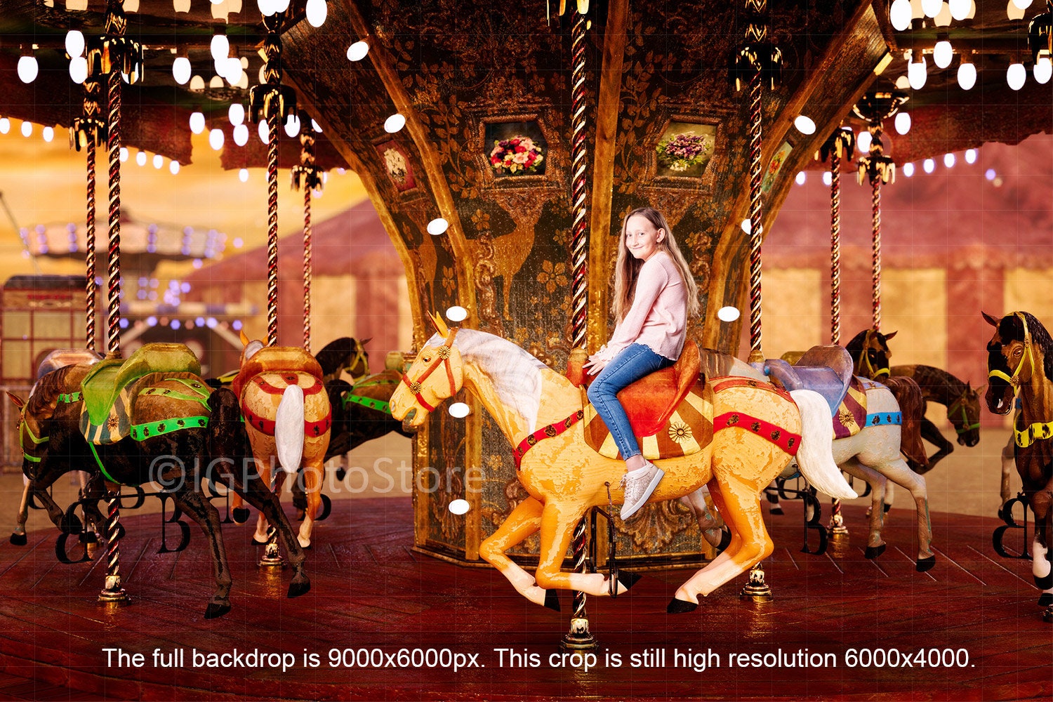 Carousel Digital Backdrop, Fair Ground Horse Ride Digital Background ...