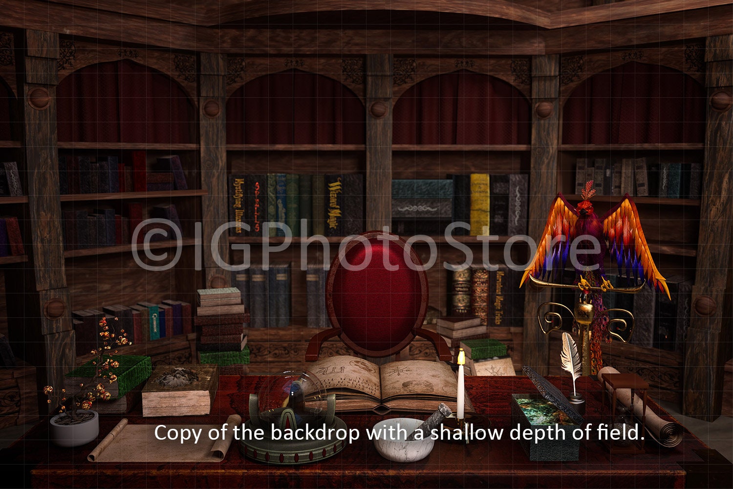 Wizard Office Digital Backdrop Wizard Desk with Phoenix and | Etsy