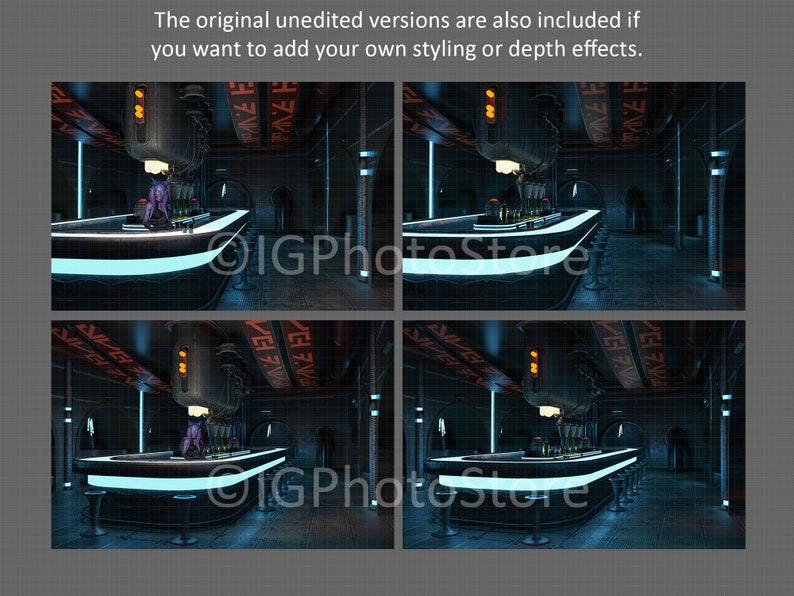 Alien Sci-fi Bar Digital Backdrop Futuristic Cyberpunk - Etsy