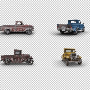 Old Pickup Truck Digital Overlays, Retro Vintage Trucks, Transparent ...