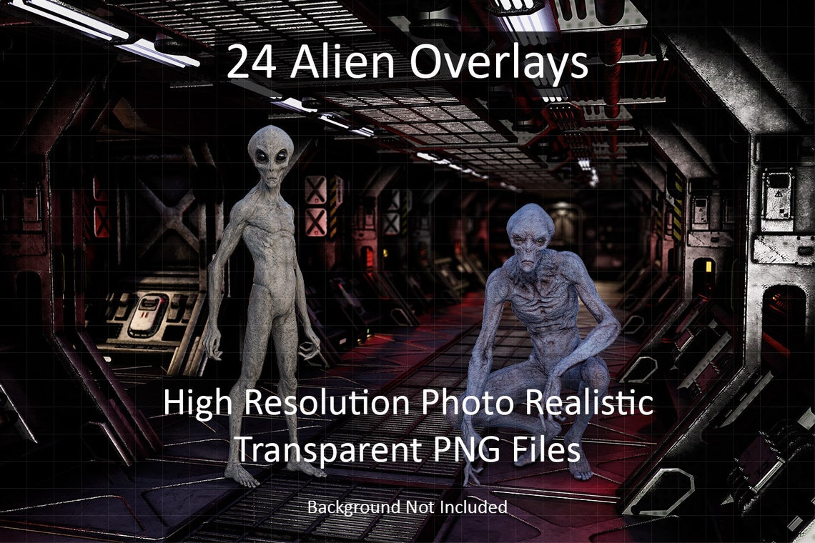 Alien Digital Overlays 24 Photo Realistic Transparent PNG - Etsy
