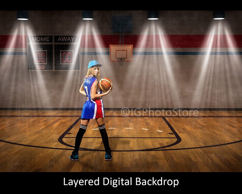 Layered Basketball Digital Backdrop High School Basketball | Etsy