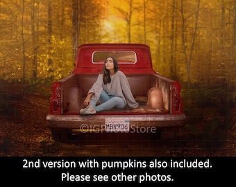 Red Truck Digital Autumn Backdrop - Etsy