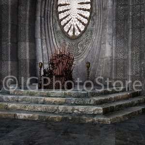 Medieval Fantasy Iron Throne Digital Backdrop, Iron Throne Room ...