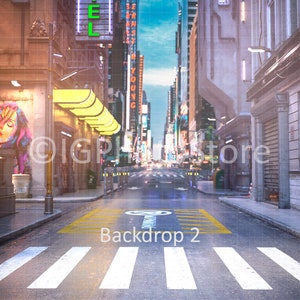 2 Downtown Urban Digital Backdrops, Hot City Street Backgrounds for ...