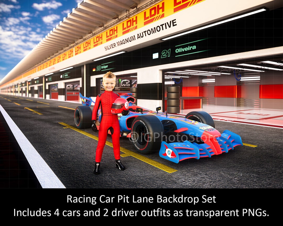 Racing Car Pit Lane Digital Backdrop Bundle, Motor Race Track, Grand ...