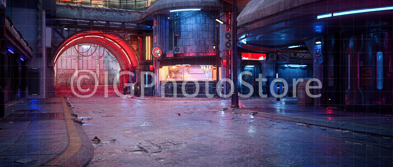 Cinematic Cyberpunk Digital Backdrops Grungy Dystopian City - Etsy