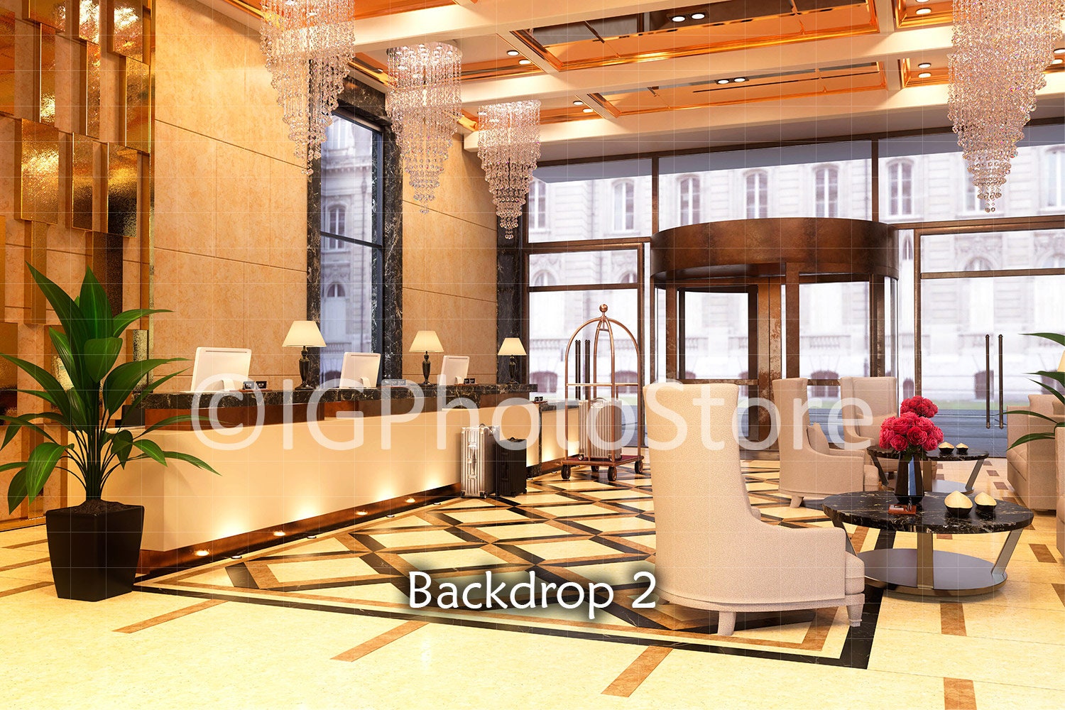 2 Hotel Lobby Digital Backdrops Fancy City Hotel Lobby - Etsy