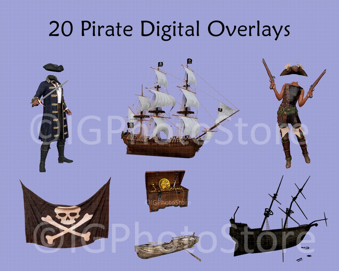 Pirate Digital Overlays, Transparent PNG Pirate Clipart, Pirate Ships ...