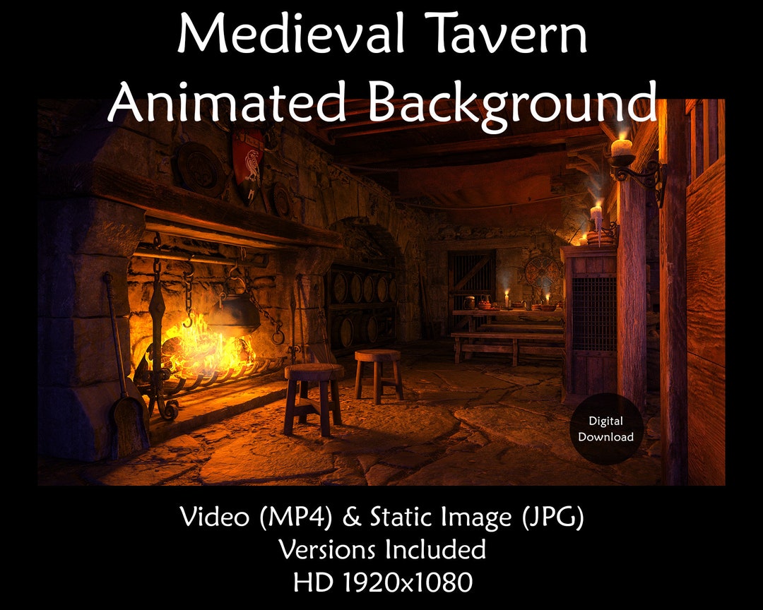 Medieval Tavern Animated Background, Video Backdrop for Virtual ...