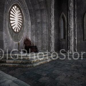 Medieval Fantasy Iron Throne Digital Backdrop, Iron Throne Room ...