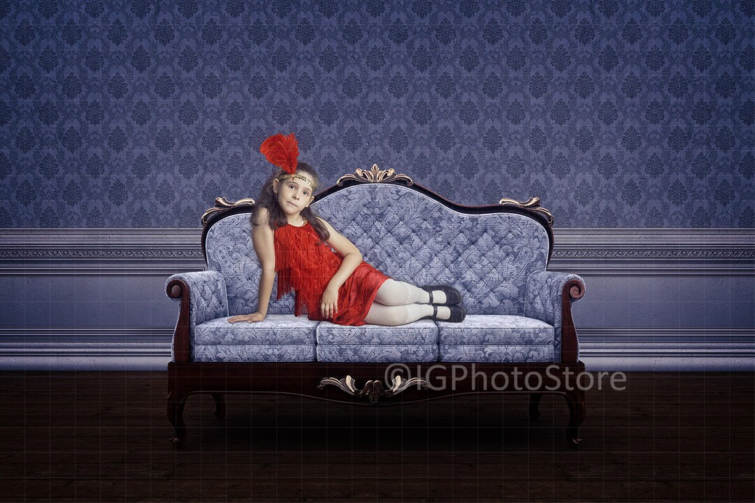 Vintage Sofa Layered Digital Backdrop, Antique Settee Digital Studio ...