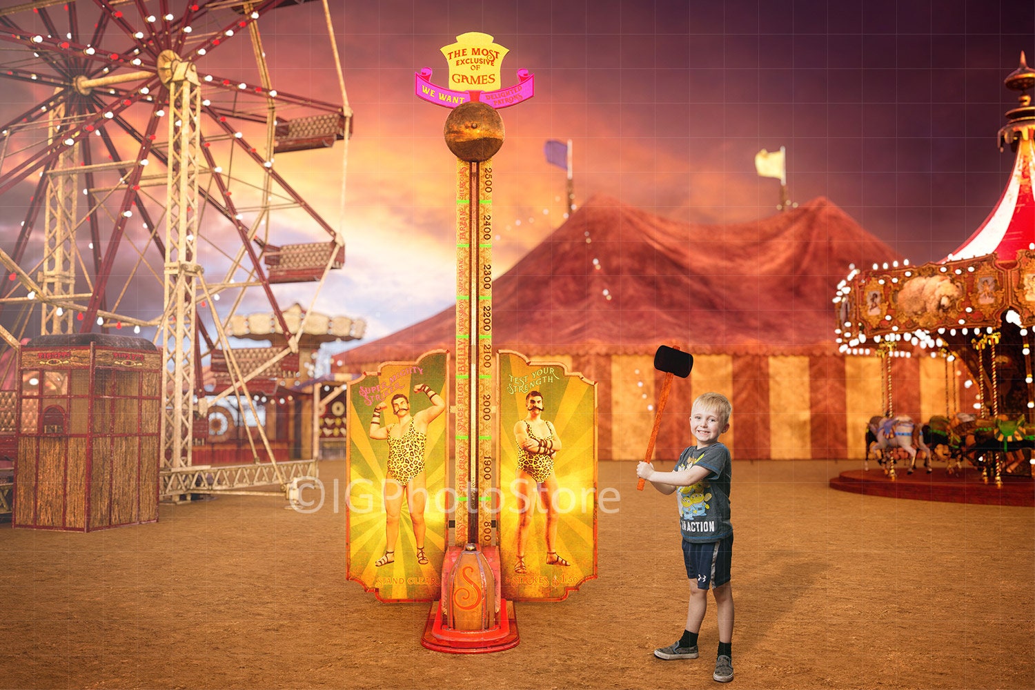 Fun Fair Strongman Game Digital Backdrop Carnival Strength - Etsy