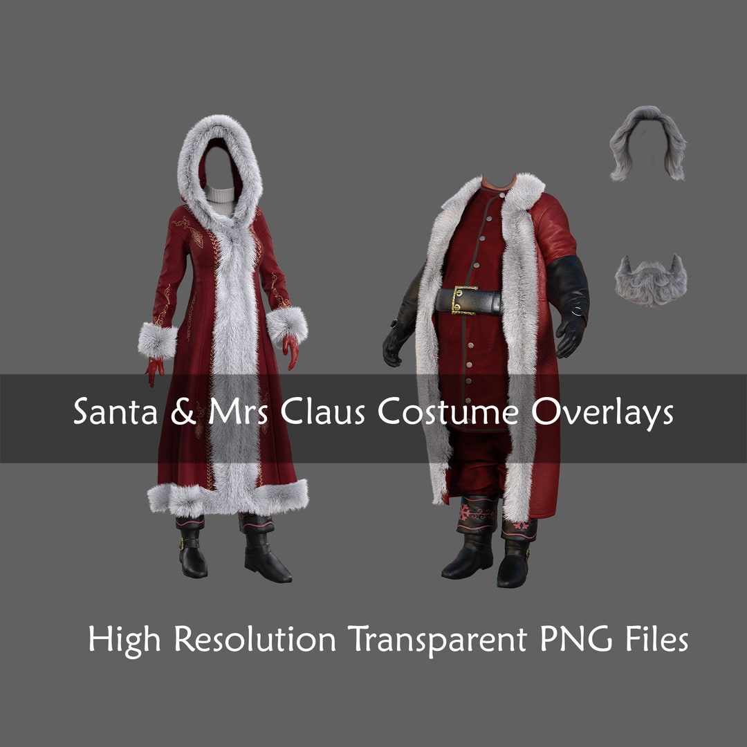 Santa Claus & Mrs Claus Costume Digital Overlays, Transparent PNG ...