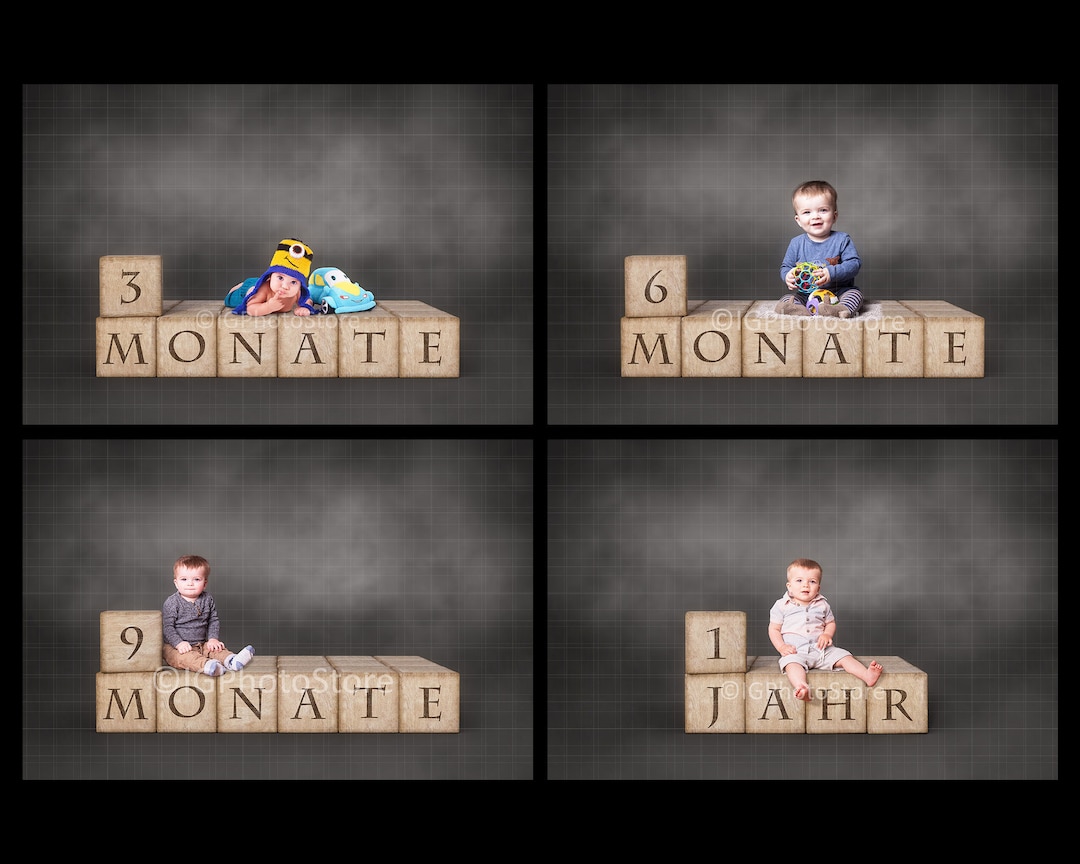 Baby First Year Digital Backgrounds, German Version, 3, 6, 9 Months ...