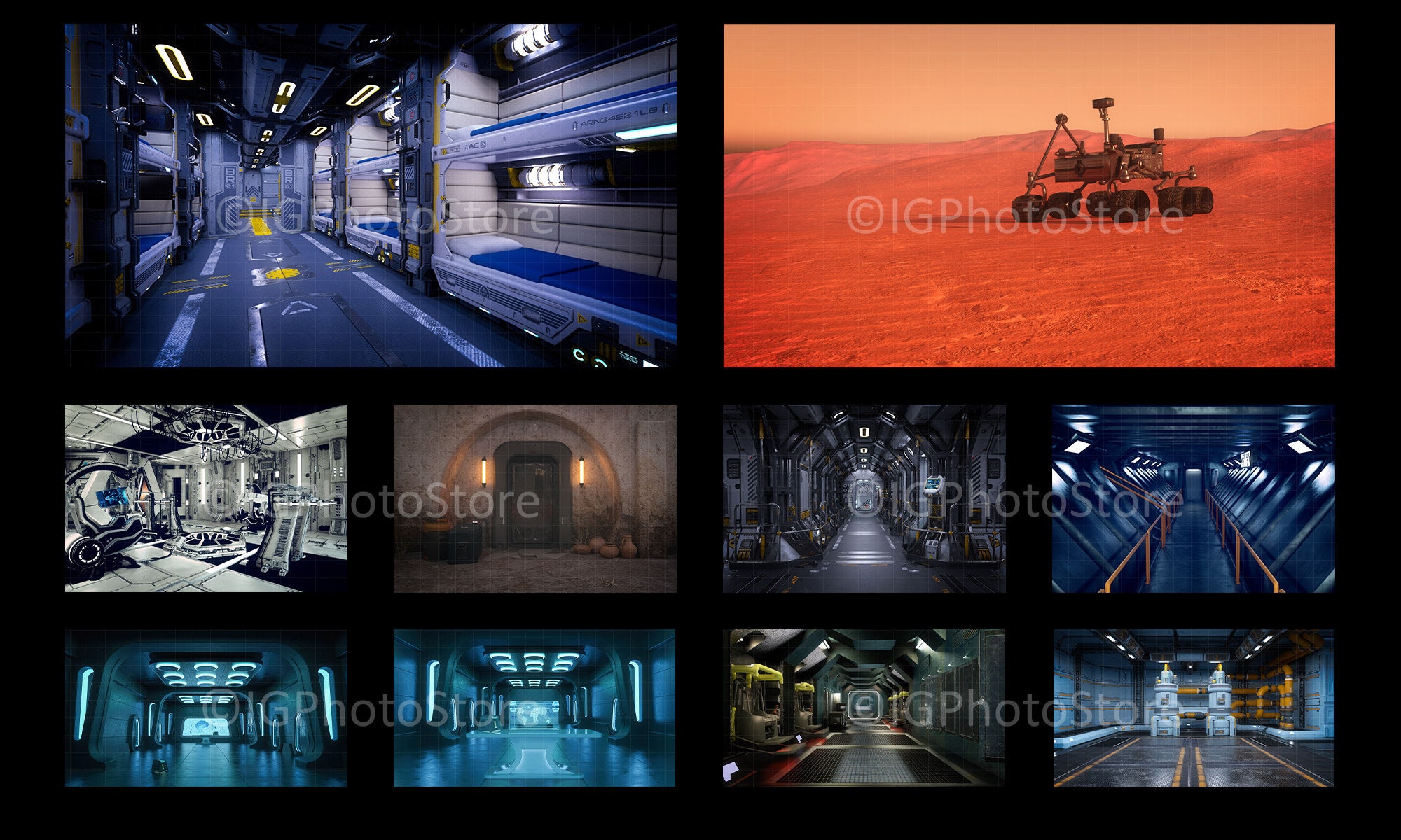 Sci-fi Digital Backgrounds Bundle, Science Fiction & Cyberpunk ...